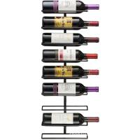 China Wall-mounted Wine Rack (holds 9 Bottles) Black Metal Wine Bottle Rack Kitchen Storage for sale