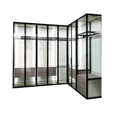 China Bedroom Furniture Home Furniture Luxury Glass Door Wardrobe Modern Bedroom Tempered Glass Door Wardrobe Cabinets for sale