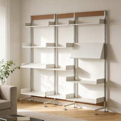 China White Minimalist Modular Track Wall Shelving System Adjustable Durable Metal Shelves for Bedroom and Food Storage for sale