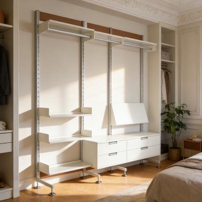 China Nordic Minimalist Standing Type White Steel Modular Shelving Unit with Drawer for Bedroom for sale