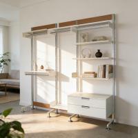 China Nordic Minimalist Standing Type Shelving System Metal Modular Shelves Drawer Durable Height Adjustable Multifunction Wardrobe for sale