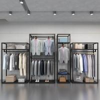 China HOT Sales Black Modern Double Tier Aluminum Durable Space-Saving Clothing Stand Display Organizer Rack 5-10kg Load Capacity for sale