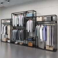 China HOT Sales Black Modern Double Tier Aluminum Durable Space-Saving Clothing Stand Display Organizer Rack 5-10kg Load Capacity for sale