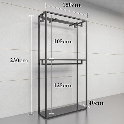 China Wholesale Custom Logo Aluminum Clothing Organizer Display Stand with Metal Shelving Suit Display Stand for sale
