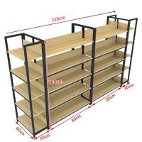 China 180CM Black 5-Tier Wood Shelving Durable Modern Standing Type for Retail Storage Racks & Freestanding Shop Displays for sale