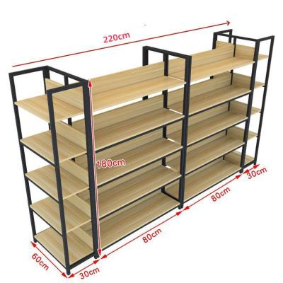 China 180CM Black 5-Tier Wood Shelving Durable Modern Standing Type for Retail Storage Racks & Freestanding Shop Displays for sale