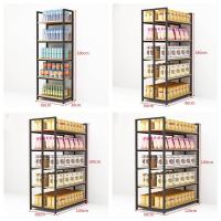 China 180CM Black 5-Tier Wood Shelving Durable Modern Standing Type for Retail Storage Racks & Freestanding Shop Displays for sale