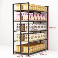 China 4 Layer Aluminum Display Shelves Black Painted Heavy Duty Multifunctional Freestanding Shelving for Food Use for sale