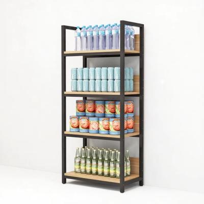 China 4-Layer Aluminum Freestanding Display Shelves Supermarket Aisle Retail Shelf Dividers Corner Shelving Units Easy Standing Type for sale
