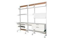 China White Minimalist Modular Track Wall Shelving System Adjustable Metal Shelves for Bedroom Living Room-Clothing Food Storage for sale