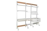 China White Minimalist Modular Track Wall Shelving System Adjustable Metal Shelves for Bedroom Living Room-Clothing Food Storage for sale