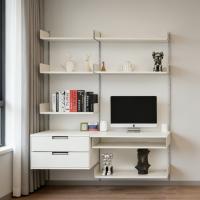China White Metal Track Wall Shelves with Lacquer Finish for Bedroom and Living Room Clothing Organization for sale