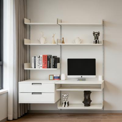 China White Metal Track Wall Shelves with Lacquer Finish for Bedroom and Living Room Clothing Organization for sale