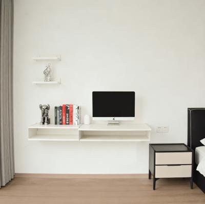 China Modern Floating Wall Shelf System with Aluminum & Steel Tracks Slim White Modular Storage for Bedroom Living Room Clothing Food for sale