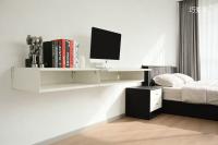 China Modern Floating Wall Shelf System with Aluminum & Steel Tracks Slim White Modular Storage for Bedroom Living Room Clothing Food for sale