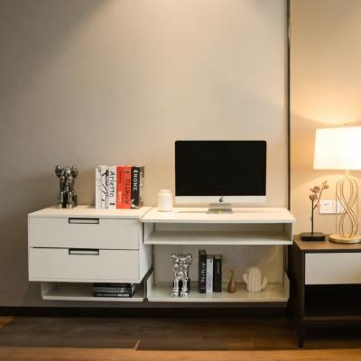 China White Modular Wall Shelving System Adjustable Track Mounted Floating Shelves with Drawer for sale