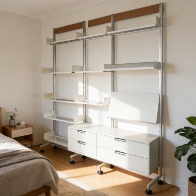 China Wall-Mounted 5-Layer Modular Shelf White Bedroom Floating Shelves Adjustable Modern Steel Modular Wall Unit Drawer for Clothing for sale