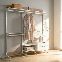 China White Minimalist Standing Type Multifunction Shelf Drawer FreeFrame Series Steel Floating Shelving for Living Room Clothing Food for sale