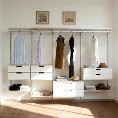 China 2026 New Modular Simple Wall-mounted Steel Shelves Float Minimalist Wall Shelf and Drawer for Closet Bedroom for sale