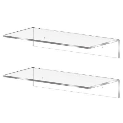 China Hot Sale Transparent Square Acrylic Floating Wall Shelf Multifunction Bathroom Jewelry Home Decor Rack with Screws for sale