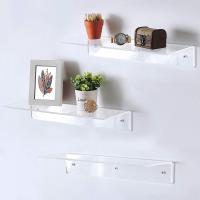 China Hot Sale Transparent Square Acrylic Floating Wall Shelf Multifunction Bathroom Jewelry Home Decor Rack with Screws for sale
