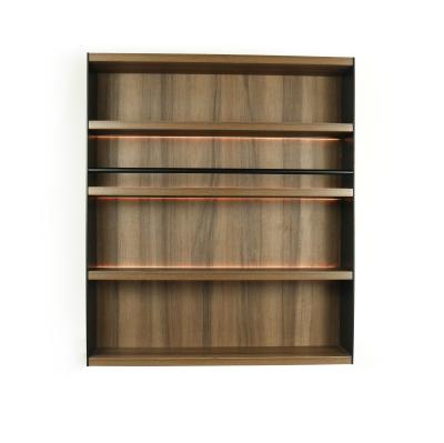 China Italian Luxury Modern Kitchen Cabinet with LED Light MDF Storage Shelf Spice Rack Wooden Aluminum Panel for sale