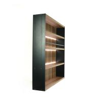 China Italian Luxury Modern Kitchen Cabinet with LED Light MDF Storage Shelf Spice Rack Wooden Aluminum Panel for sale