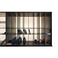 China Living Room Decoration Aluminum Alloy Wall Mounting Hanging Storage Shelves Racks Cabinet With Backboard Light for sale