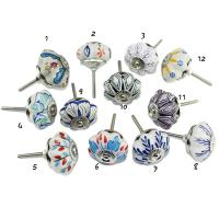 China Vintage Bohemian Ceramic Petal Shape Colorful Handle Knob Kitchen Bedroom Drawer Cabinet Door Handle for sale