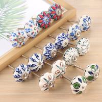 China Vintage Bohemian Ceramic Petal Shape Colorful Handle Knob Kitchen Bedroom Drawer Cabinet Door Handle for sale