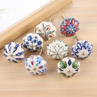 China Vintage Bohemian Ceramic Petal Shape Colorful Handle Knob Kitchen Bedroom Drawer Cabinet Door Handle for sale