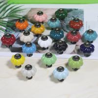 China Pumpkin Ceramic Handle Knob Bohemian Style Cartoon Kitchen Bedroom Bathroom Wardrobe Dresser Cabinet Drawer Door Handle for sale