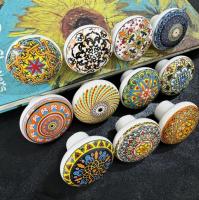 China Vintage Bohemian Ceramic Handle Knob Classic Style Cartoon Kitchen Bedroom Drawer Cabinet Door Handle for sale