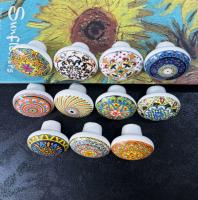 China Vintage Bohemian Ceramic Handle Knob Classic Style Cartoon Kitchen Bedroom Drawer Cabinet Door Handle for sale