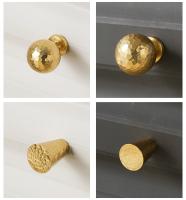 China Hot Sales Modern Solid Brass Hammered Style Bright Gold Handles Knobs for Cabinets Wardrobes Drawers-Durable & Easy Installation for sale