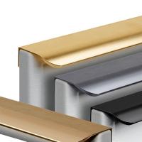 China Modern Adjustable Aluminum Alloy Square Edge Hidden Brushed Gold Bathroom Cabinet Wardrobe Dresser Drawer Pull Handle Furniture for sale