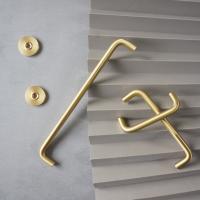 China Brass Handle Nordic Modern Minimalist Luxury Dresser Drawer Wardrobe Door Copper Retro Gold Long Durable Handle for sale