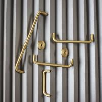 China Brass Handle Nordic Modern Minimalist Luxury Dresser Drawer Wardrobe Door Copper Retro Gold Long Durable Handle for sale