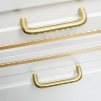 China Brass Handle Nordic Modern Minimalist Luxury Dresser Drawer Wardrobe Door Copper Retro Gold Long Durable Handle for sale