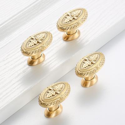 China Nordic Style Single Hole Hardware Gold Solid Brass Modern Furniture Door Knob for Dresser Wardrobe Cabinet Easy Installation for sale