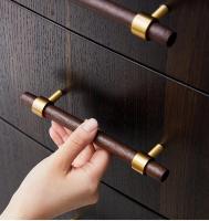 China Modern Single Hole Gold Knob Light Luxury Brass Walnut Design for Nordic Wardrobe Drawer and Cabinet for Kitchen Wine Storage for sale