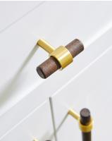 China Modern Single Hole Gold Knob Light Luxury Brass Walnut Design for Nordic Wardrobe Drawer and Cabinet for Kitchen Wine Storage for sale