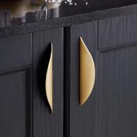 China Modern Minimalist Solid Brass Invisible Handle Light Luxury Gold Drawer Pull Wardrobe Door Handle for Kitchen & Exterior Use for sale