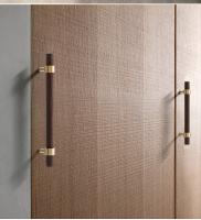 China Nordic Gold Minimalist Beech Wood Cabinet Door Handle with Long Brass Pull Natural Wood Style for Wardrobe or Drawer for sale
