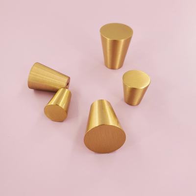 China Modern Minimalist Solid Brass Cone Handle Single Hole Cabinet Door Knob for Kitchen & Bedroom Furniture Gold Drawer Brass Gold for sale