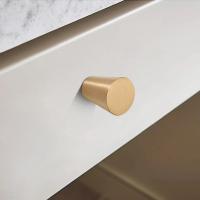 China Modern Minimalist Solid Brass Cone Handle Single Hole Cabinet Door Knob for Kitchen & Bedroom Furniture Gold Drawer Brass Gold for sale
