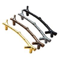 China Modern Minimalist Black Zinc Cabinet Hardware Wine Rack Drawer Wardrobe Door Furniture Branch Handle for Dresser Use Living Room for sale