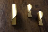 China Solid Brass Golden Edge Pull Handle Brass Drawer Shell Cabinet  Pull for Kitchen Bedroom for sale