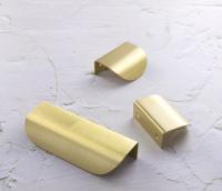 China Solid Brass Golden Edge Pull Handle Brass Drawer Shell Cabinet  Pull for Kitchen Bedroom for sale