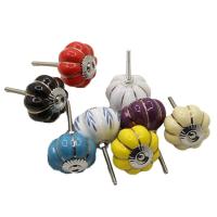 China Vintage Pumpkin Ceramic Adjustable Handle Knobs Midcentury Modern Eco-Friendly Colorful Pulls Durable Easy Bedroom Hotel for sale